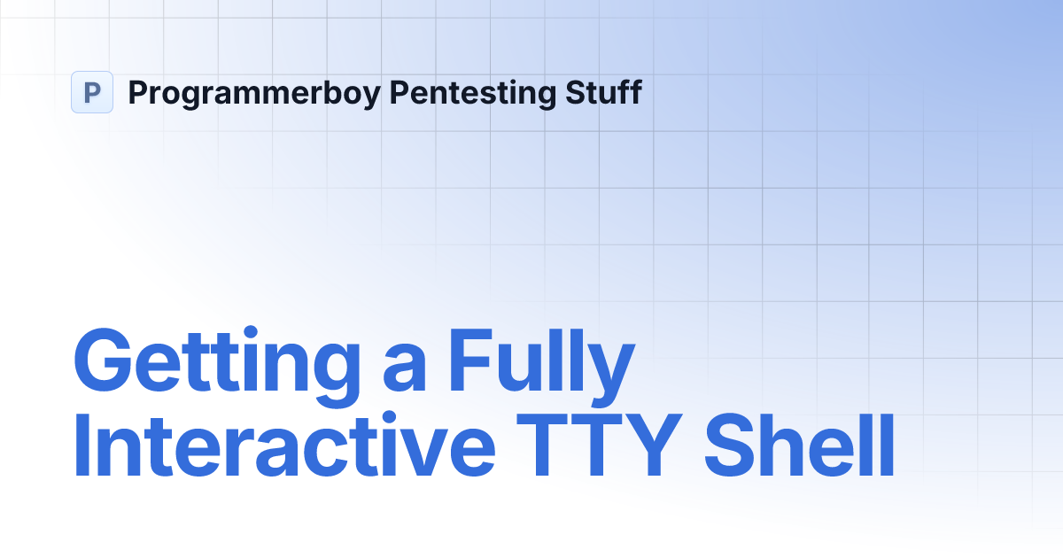 Getting a Fully Interactive TTY Shell | Programmerboy Pentesting Stuff