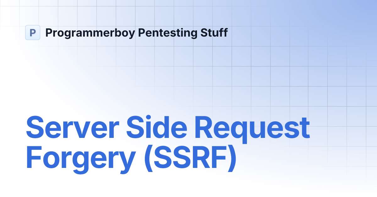 Server Side Request Forgery (SSRF) | Programmerboy Pentesting Stuff